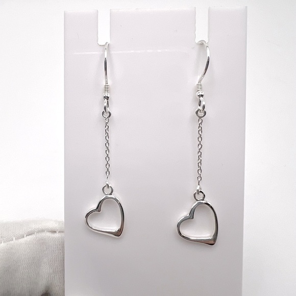 Jewelry | 925 Sterling Silver Dangle Heart Earrings | Poshmark